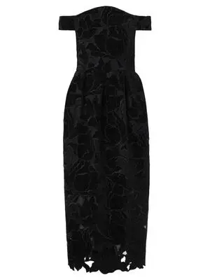 Erdem Off-shoulder Floral Embroidered Midi Dress - Black