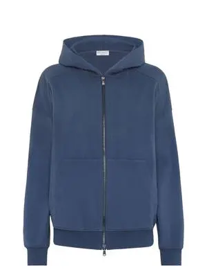 Brunello Cucinelli Brunello Cucinelli Monili Embellished Hoodie Navy Blue
