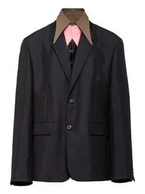 Prada Single-breasted Jacket With Detachable Collar - Blue