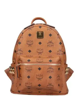 Mcm Stark Side Studs Zipped Backpack - Brown