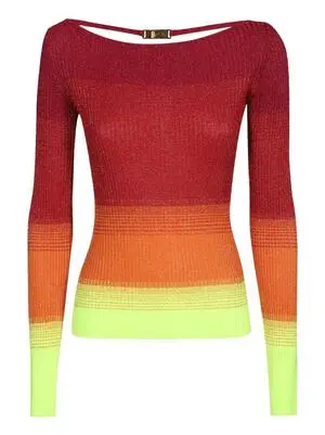 Gcds Boat Neck Ribbed-knit Jumper - Red