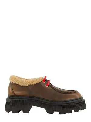 Santoni Leather Derby Shoes With Textured Sole - Black