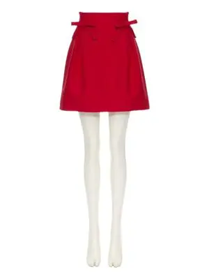 Valentino Garavani Bow Detailed Pleated Mini Skirt - Red