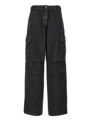 Coperni Denim Wide Leg Cargo Work Pants - Black
