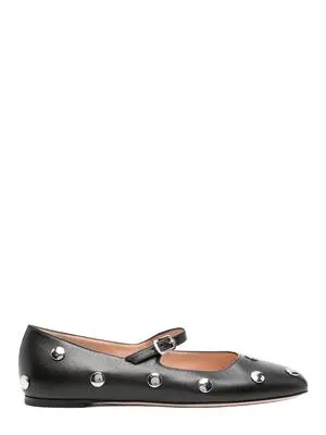 BALLY Bally Studded Square Toe Ballet Flats With Adjustable Ankle Strap