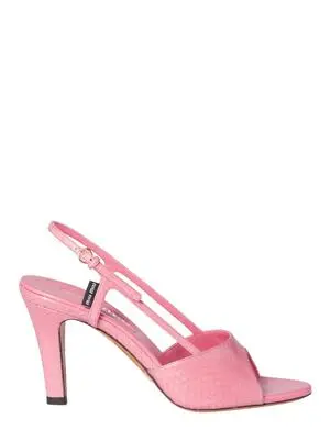 Miu Miu Embossed Ayers Leather Slingback Sandals - Petals Pink