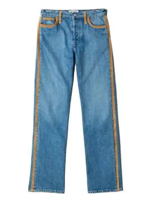 MIU MIU Miu Miu Straight-Leg Denim Jeans With Leather Detailing