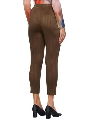 PLEATS PLEASE BY ISSEY MIYAKE Brown Basics Trousers - Green