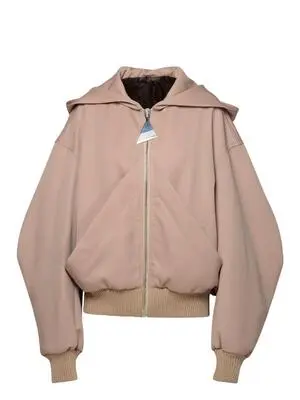 Attico Hooded Zip-up Bomber Jacket - Nude