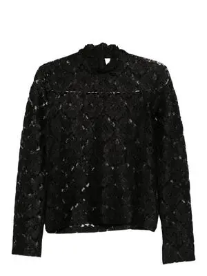 RÓHE Lace Mock Neck T-shirt - Black
