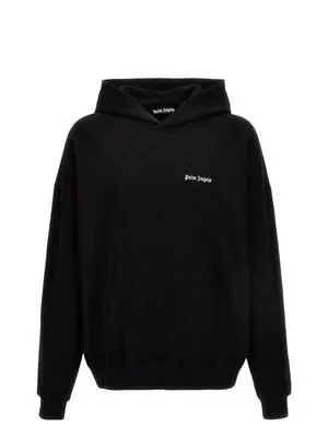 Palm Angels Logo Embroidered Hoodie - Black