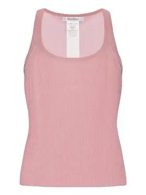 Max Mara Sleeveless Ribbed Round Neck Top - Pink