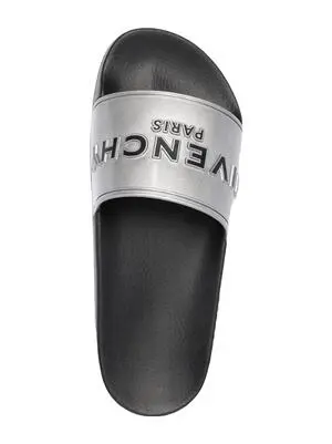 Givenchy Metallic-effect Logo Slides - Silver