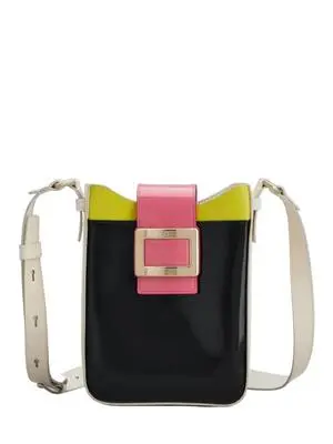 ROGER VIVIER Logo Engraved Color Blocked Crossbody Bag - Black