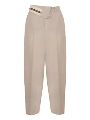 Fendi Asymmetrical Waist Wide-leg Trousers - Nude