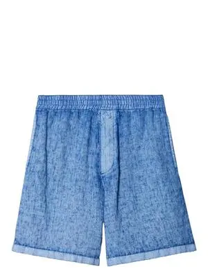 Burberry Equestrian Knight Motif Turn-up Cuff Shorts - Blue
