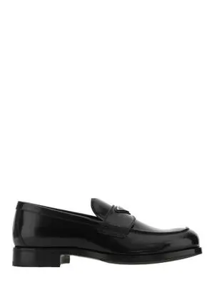 Prada Logo Plaque Slip-on Loafers - Black