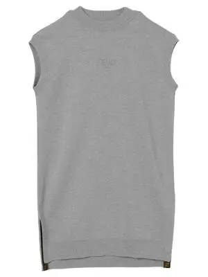 Fendi Embroidered Logo Wool Dress - Gray