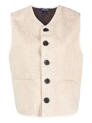 Soeur V-neck Sleeveless Vest With Button Closure - Ecru