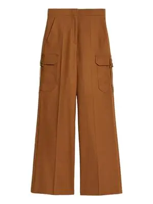 Max Mara Straight Leg Cargo Pants With Buckle Detail - Brown