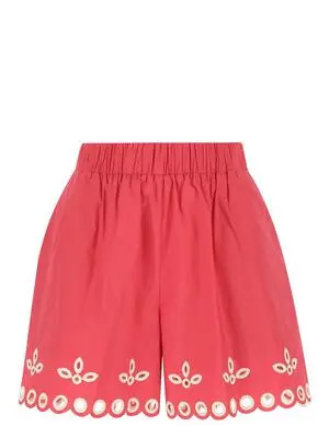 Red Valentino Valentino Lace Perforated Shorts - Red