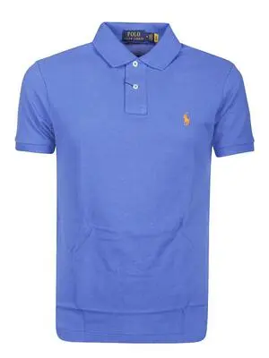 Polo Ralph Lauren Logo Embroidered Short-sleeved Polo Shirt - Blue