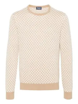 DRUMOHR Geometric Pattern Crew Neck Sweater - Nude