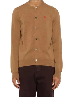 Play Comme Des Garcon Long-sleeved Knitted Cardigan - Brown