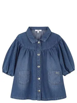 Chloé Denim Dress With Elasticated Cuffs And Pockets - Blue