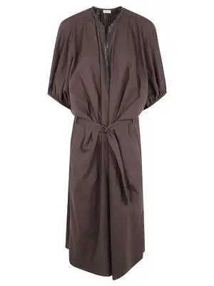 Brunello Cucinelli Brunello Cucinelli Embellished Belted Midi Dress No
