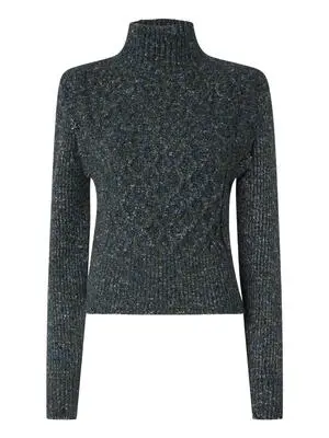 Pinko Turtleneck Knit Sweater With Ribbed Cuffs And Hem - Black