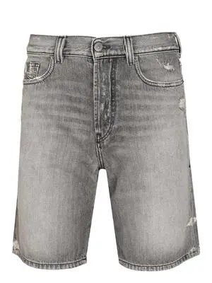 DIESEL® Regular Fit Distressed Denim Shorts - Gray