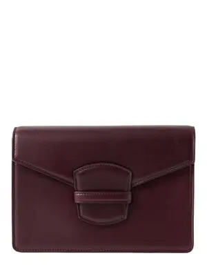 THE ROW Leather Clutch - Wine Red