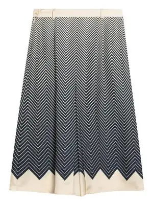 Valentino Garavani High Waist Zigzag Pleated Skirt - Black