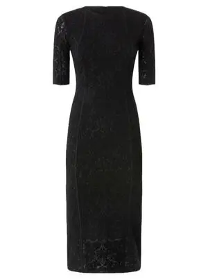 Pinko Arame Crew-neck Midi Dress With Cut-out Sleeves - Black