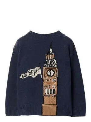 Burberry Big Ben Embroidered Wool Sweater - Storm