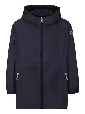 Moncler Logo-patch Hooded Raincoat - Midnight Blue