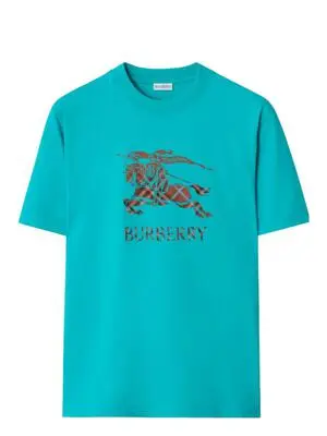Burberry Ekd Checked Crewneck T-shirt - Atom Blue