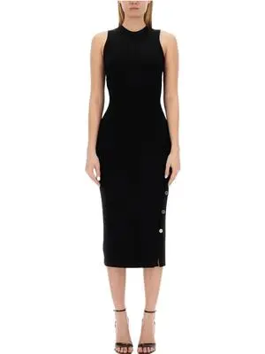 Moschino Round Neck Sleeveless Button Dress - Black