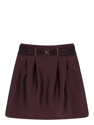 Elisabetta Franchi Belted Pleated Mini Skirt - Black
