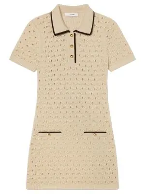 FRAME Bauble Open-knit Mini Dress - Nude
