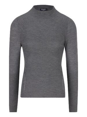 Loro Piana Loro Piana Ribbed High Neck Pullover Gray