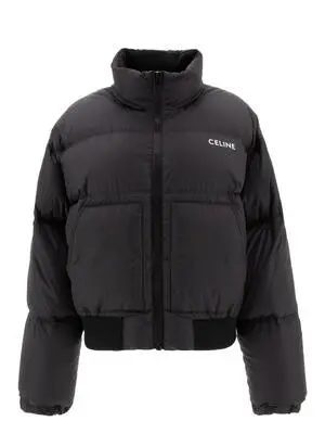 Celine Cropped Down Jacket In Lightweight Nylon - Black