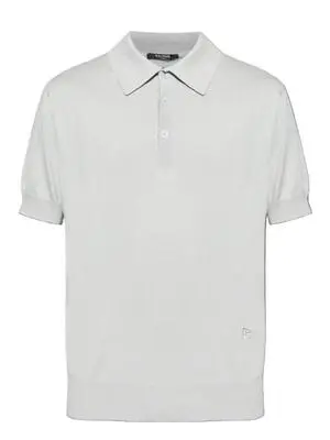 Balmain Logo Embroidered Polo Shirt - Grey