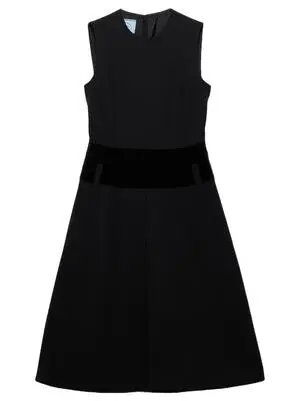 Prada Sleeveless Natté Fabric Dress With Flared Skirt - Black