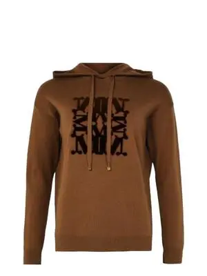 Max Mara Long-sleeved Hooded Sweater With Graphic Pattern - Brown