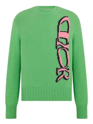Dior Logo Intarsia Knit Sweater - Green