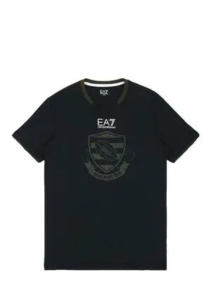 EA7 Logo Round-necked T-shirt - Black