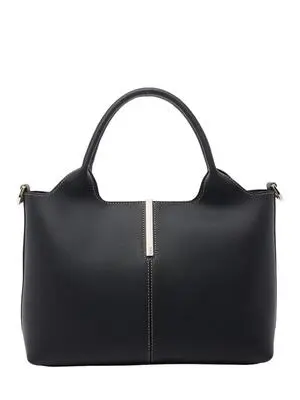 TOD'S Logo Detailed Top Handle Bag - Black