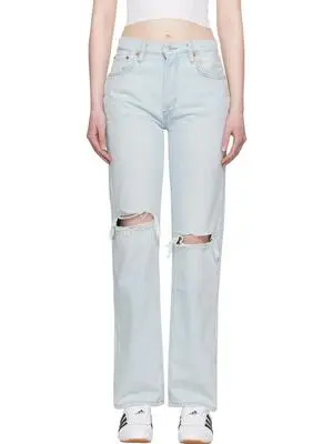 RE/DONE Blue High Rise Loose Jeans White